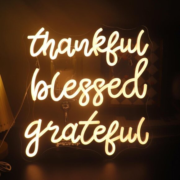 Other | Thankful Blessed Grateful Neon Sign Led Dimmable Neon Lights ...